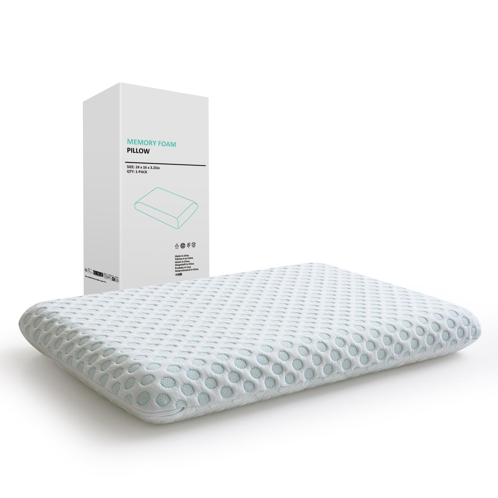 Hcore Ultra Thin Pillow 3.25" Stomach Sleeping, Slim Pillow for Side Back Stomach Sleepers, Gel Infused Memory Foam Pillow with Two-Sided Pillow - CertiPUR-US - Standard