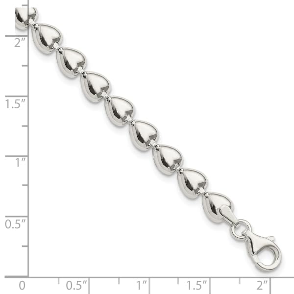 IceCarats 925 Sterling Silver Heart Love Chain Charm Bracelet