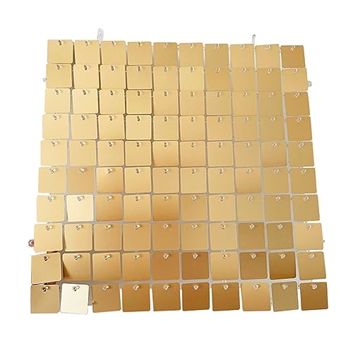 Shimmer Wall Backdrop, 24 Pcs Sequin Shimmer Wall Backdrop Glitter Air Activated Panels with Clear Interlock Grid for Wedding Decoration (Color : Matt Gold)