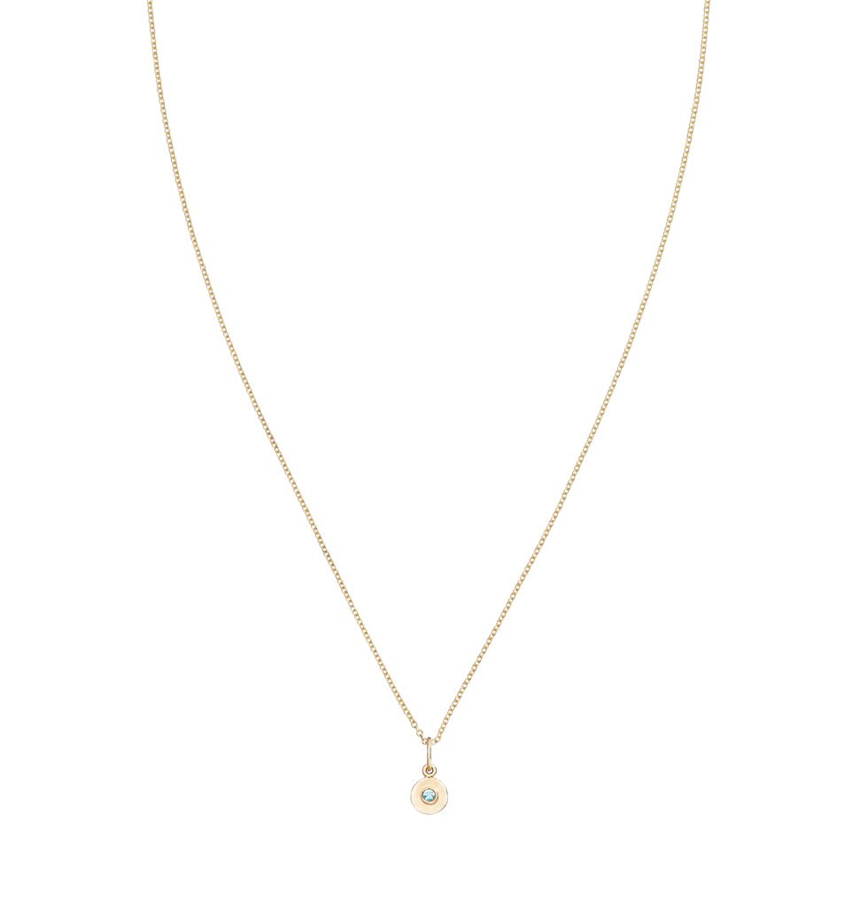 Helen Ficalora Birth Jewel Disk Charm With Blue Zircon Yellow Gold