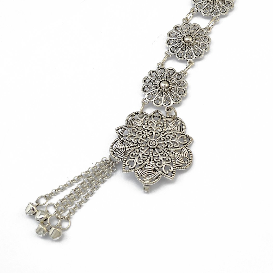 Idealway Bohemian Vintage Body Chain Silver Sun Flower Belt Chain Women Jewelry (1)