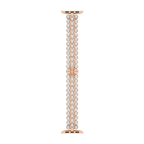 kate spade new york rose gold-tone stainless steel IP and white faux pearls band for apple watch®, 38/40/41mm (Model: KSS0126)