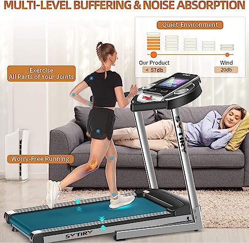 SYTIRY Treadmill with Large 10" Touchscreen, WiFi Connection, YouTube, Facebook,3.25hp Folding Treadmill, Cardio Fitness Exercise Machine for Walking, Jogging, Running TR0608012