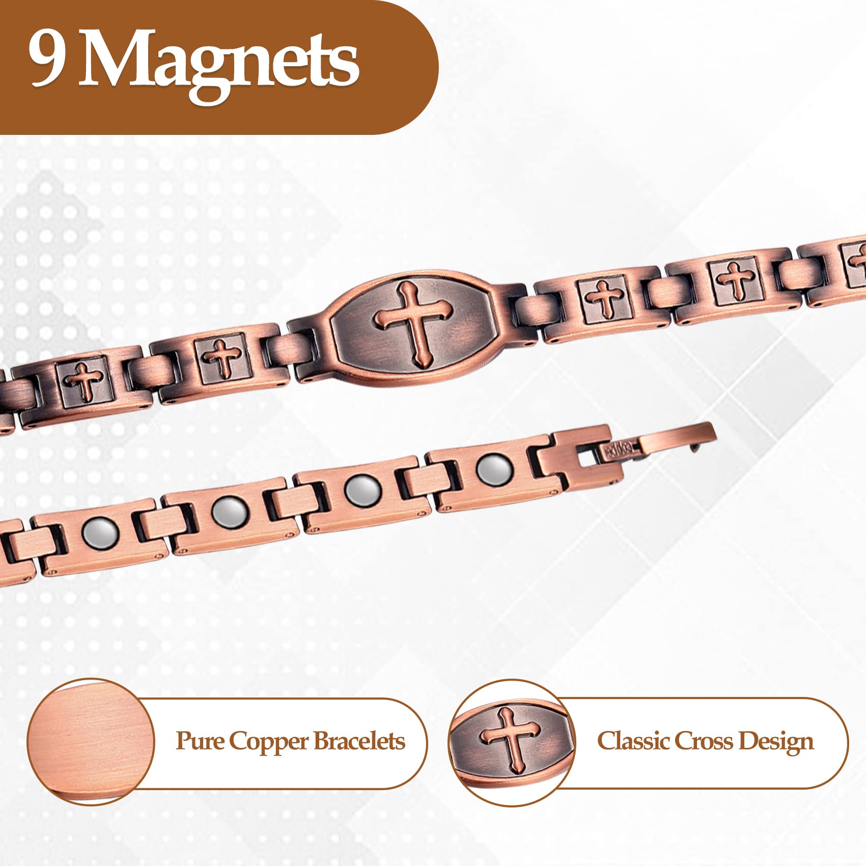 Jecanori Copper Bracelets for Women,Classic Magnetic Copper Bracelet,Valentine's Day Gifts with Sizing Tool(Liberty Series)