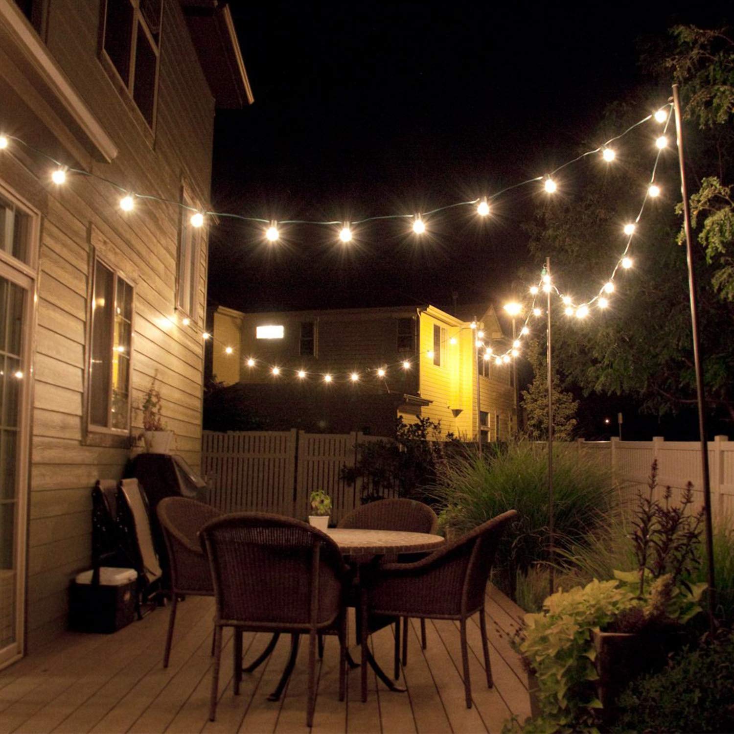 hykolity 50FT LED Outdoor Globe String Lights with 25 Hanging Sockets, Dimmable 27x1W Vintage Edison Bulbs(2 Spare), Warm White Waterproof Patio String Lights for Garden Backyard Bistro Pergola