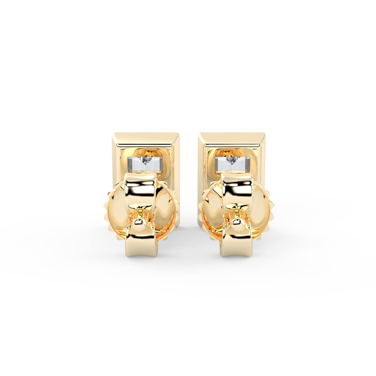 IGI Certified 1/2 Carat Fancy Shape Lab Grown Diamond Emerald Shape Stud Earrings for Women I 14k White Gold Earrings (G-H, VS1-VS2, 0.50 cttw) Bezel Set Baguette Push Back Studs by Carbon Atelier
