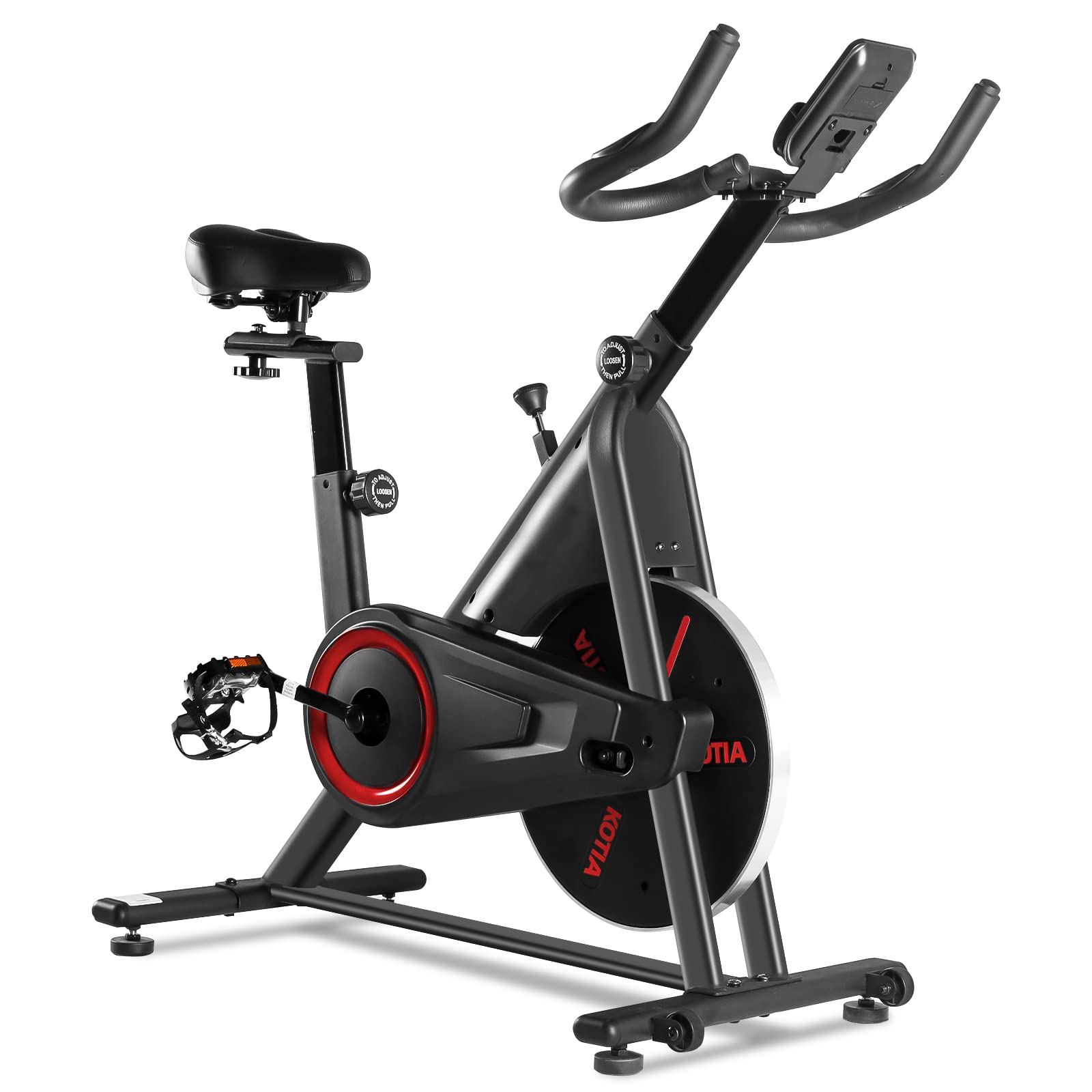 kotia Stationary Bike 4D Adjustment Seat Spin Exercise Bikes with Adjustable Feet 260lbs Capacity Exercise Bikes