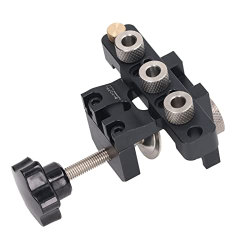 Hole Drill Guide, 3 in 1 Aluminum Alloy Firm Fixing Accurate Positioning High Strength Doweling Jig Kit Anodized Surface for Woodworking