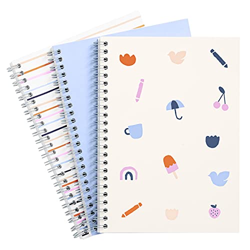 kikki.K x Malala Fund Collection - A5 Spiral Notebook 3pk in Multi-Color, 2 Unique Designs, and a Quote by Malala Yousafzai, Lined Paper, 120 Pages, 8.27" L x 6.14" W x 0.94" H