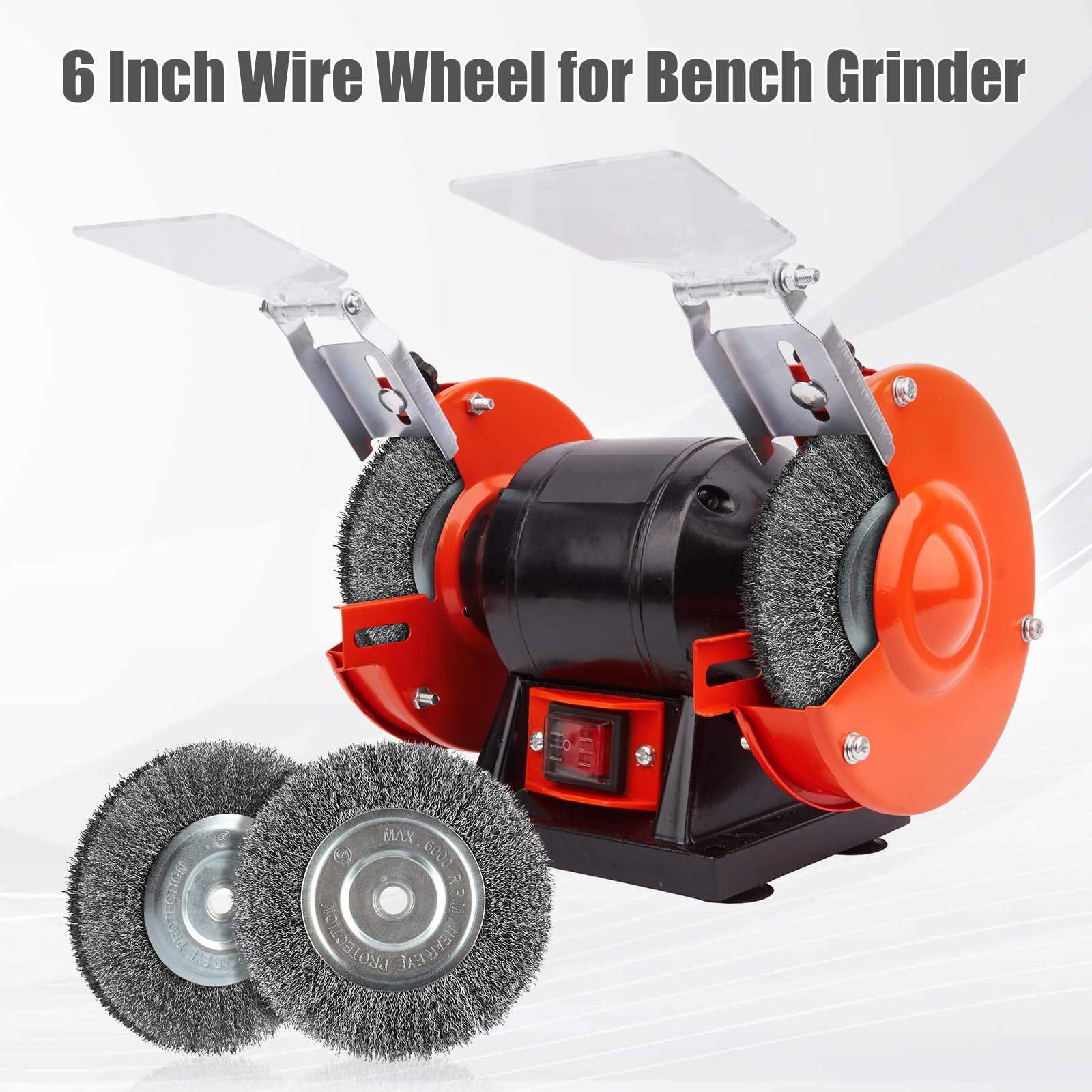 WENORA 6-Inch Wire Wheel for Bench Grinder, 0.012 Carbon Steel, Bench Grinder Wire Wheel with 1/2" & 5/8" Arbor Hole