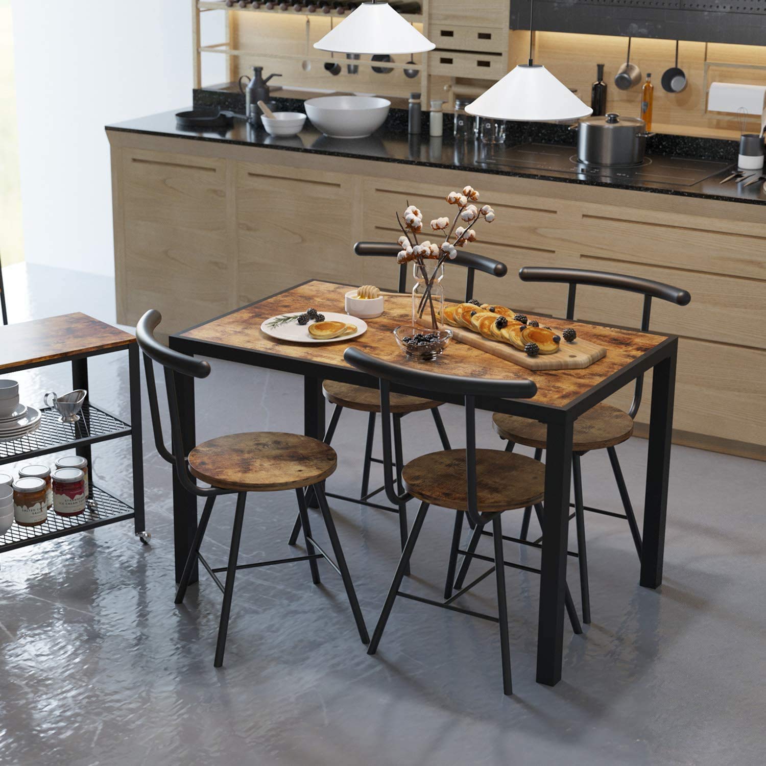 IRONCK Industrial Dining Table, Rectangular Dinner Table Top with Metal Edges, Kitchen Table for Home Office Furniture for Living Room, Dining Room,Vintage Brown
