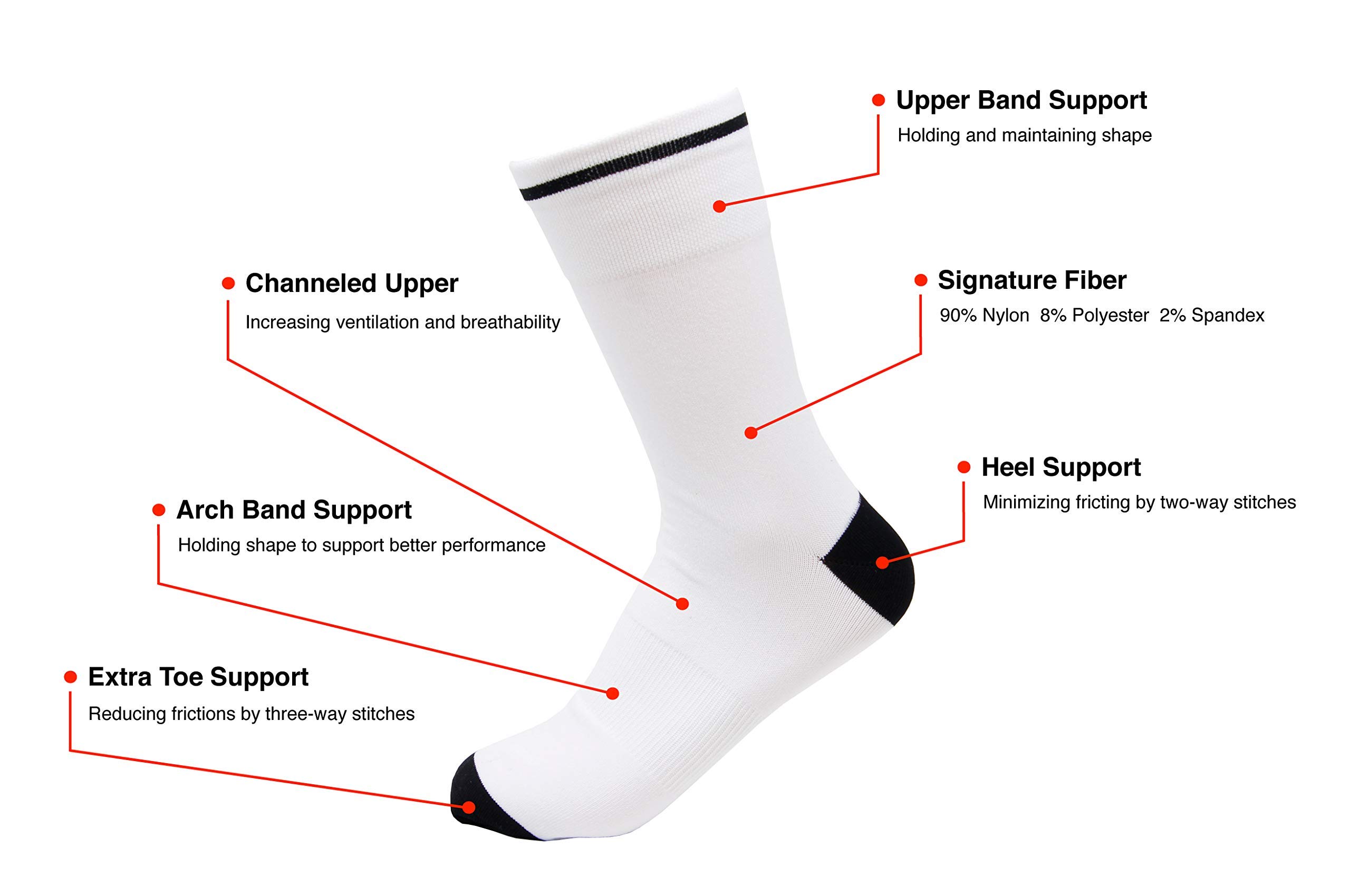 HeartsBio Training Cycling Sports Socks : white | free size | Socks built for cycling, workouts, and everyday wear. All Day Support | Firm Compression, Fast Dry, Responsive Feel