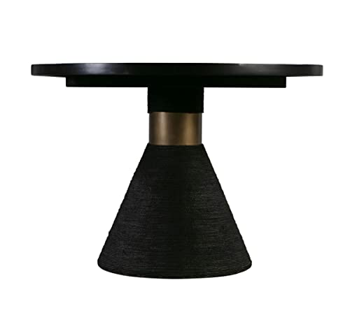 TOV Furniture Rishi 30" H Oval Rope Modern Acacia Wood Dining Table in Black