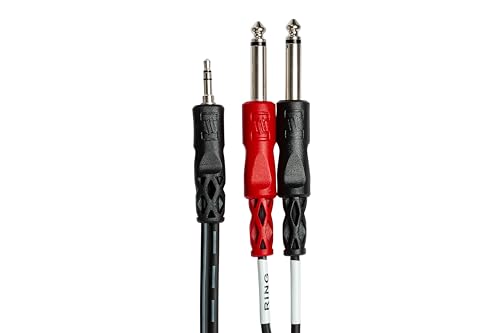 Hosa CMP-153 3.5 mm TRS to Dual 1/4" TS Stereo Breakout Cable, 3 Feet, Laptop