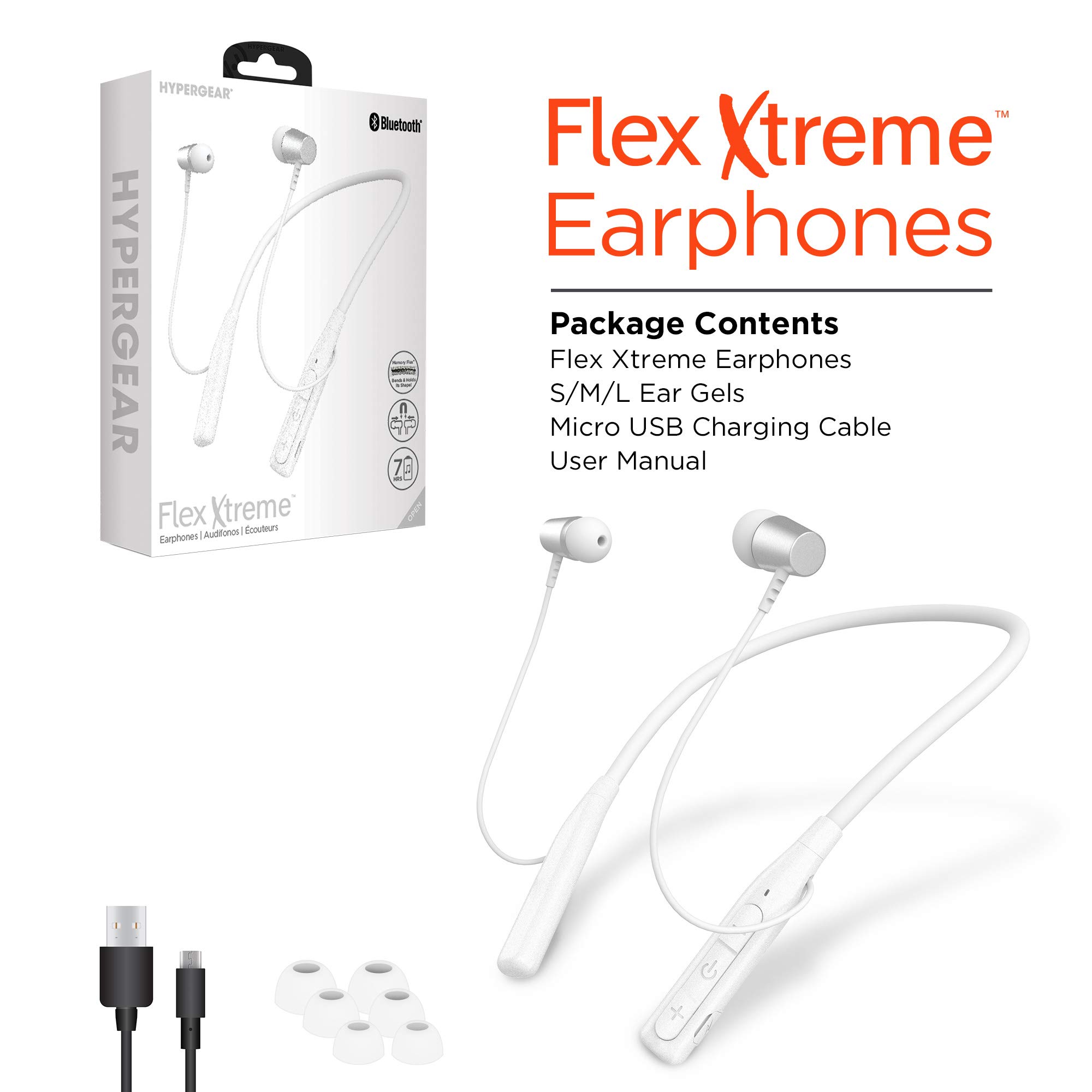 HyperGear Flex Extreme Bluetooth Wireless Earphones Designed for Sports [Seals Audio in & Distractions Out] Sweat-Proof Neckband, Earbud Storage + Calls, Black (14724)