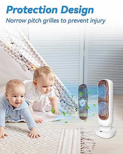 Tower Fan For Bedroom Living Room Home Office Table Battery Operated Rechargeable Small Desk Fans
