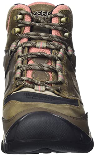 KEEN Women's-Ridge Flex Mid Height Waterproof Hiking Boots, Timberwolf/Brick Dust, 9