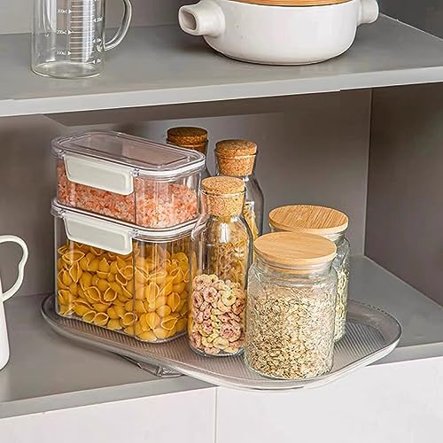 Square Lazy Susan for Refrigerator, Clear Turntable Organizer, 2 Pack 15.67'' Rectangular Fridge Organizers and Storage, Rotating Rack Organization for Kitchen, Counter Top, Cabinet Closet, Pantry