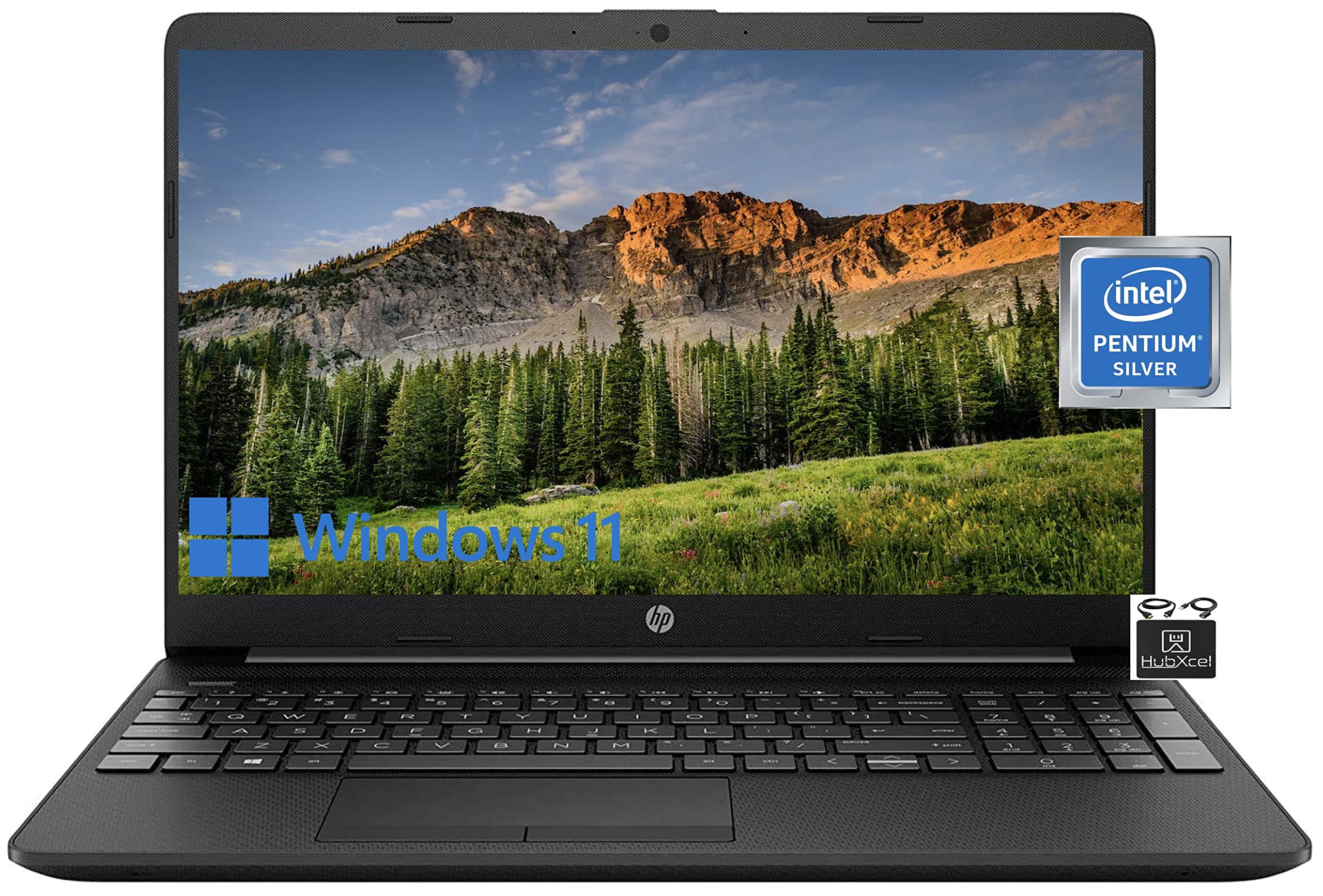 HP 15.6" HD Laptop Computer (2023 Model), Quad-Core Intel Pentium N5030 (Upto 3.1GHz), 8GB RAM, 128GB SSD, Intel UHD Graphics, WiFi, HD Webcam, RJ-45, Long Hour Battery, Win 11S+HubxcelAccessory