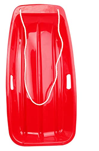 Kingmys® Outdoor Slippery Plastic Toboggan Snow Sled, 35”x18”x4.2” (Red+Blue+Green)