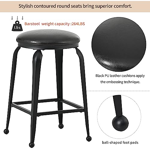 Goozio Chairs 4-Piece Industrial Counter Height Dining Set, 60'' Extra Long Kitchen Pub Table with 3 Bar Stools for Room Bistro,Brown+Black, OneSize