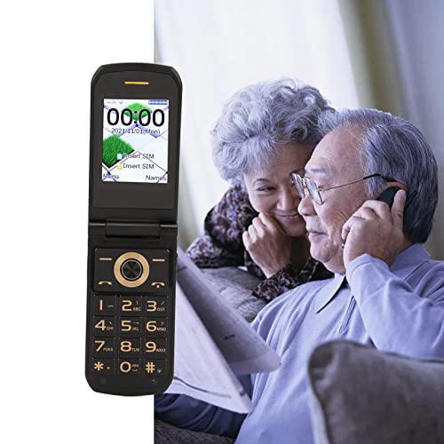 Zyyini G9000 Unlocked Flip Phone, 2.4inch Big Buttons Big Fonts Flip Mobile Phone for Seniors, Dual SIM Card, Loud Volume Speaker, with LED Flashlight, 4800mAh Battery, Gold