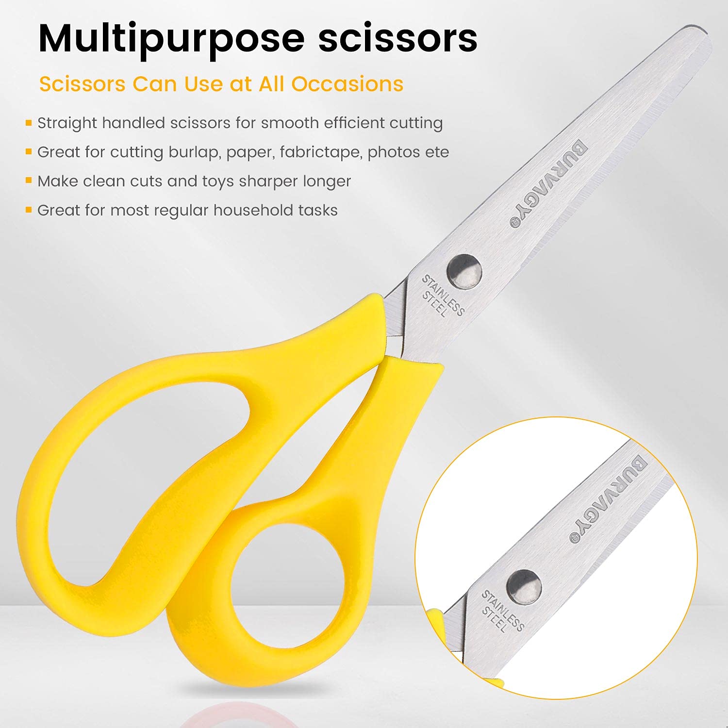 Kids Scissors 32-Pack, 5.5" Multipurpose Scissors Bulk, Small Scissors School Student Blunt Tip Kids Craft Scissors for Office Home School Sewing Fabric Craft Supplies
