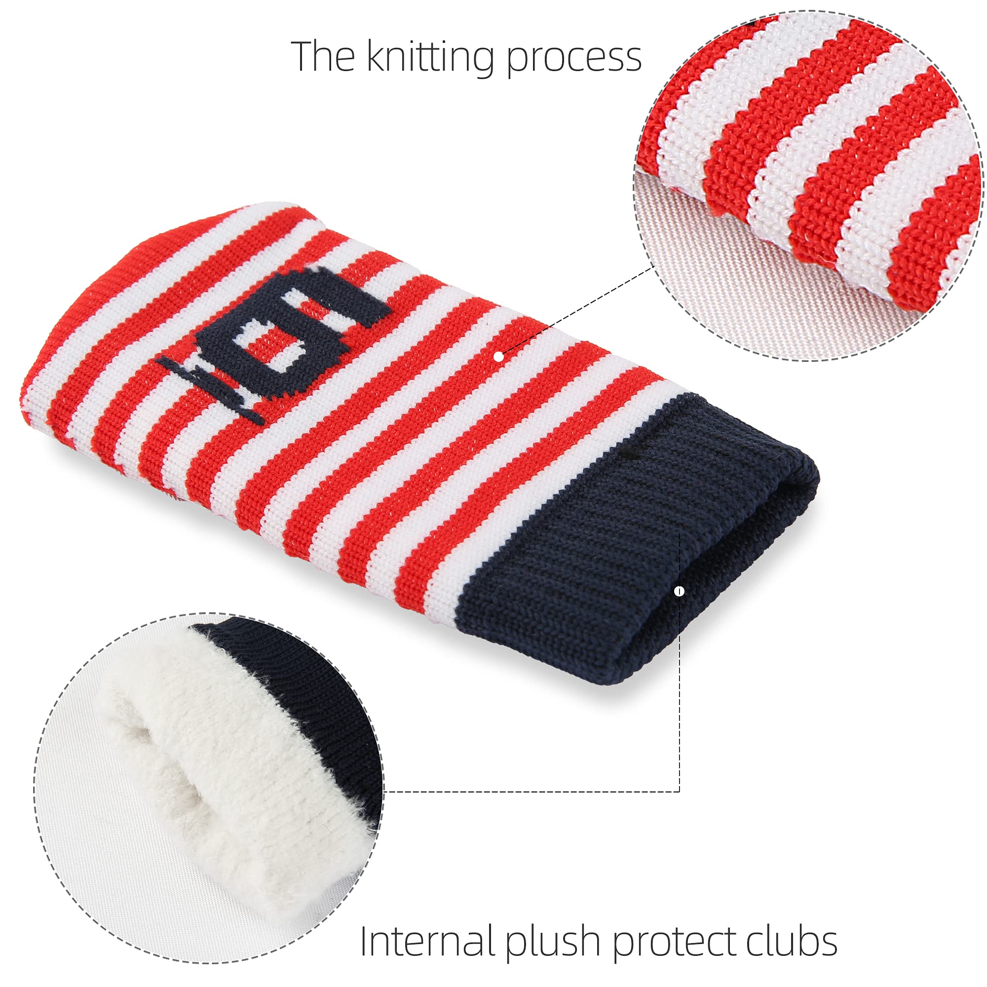 KYTAI 10pcs Golf Iron Head Covers Set Knitted Club Headcovers Fit Callaway Ping Taylormade Cobra for Man Women 4-9/A/P/S (Red)