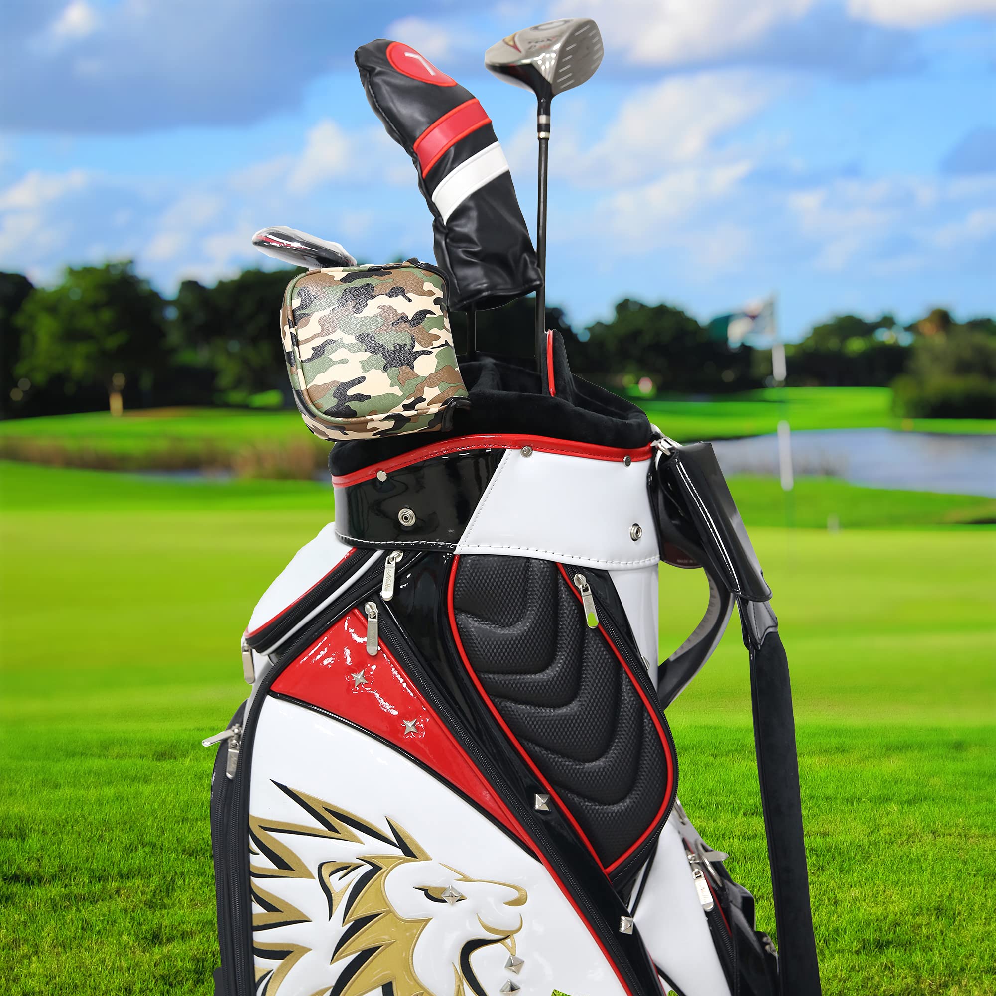 KYTAI Golf Square Mallet Putter Cover Leather Headcovers with Magnetic for Scotty Cameron Odyssey Taylormade Ping Callaway