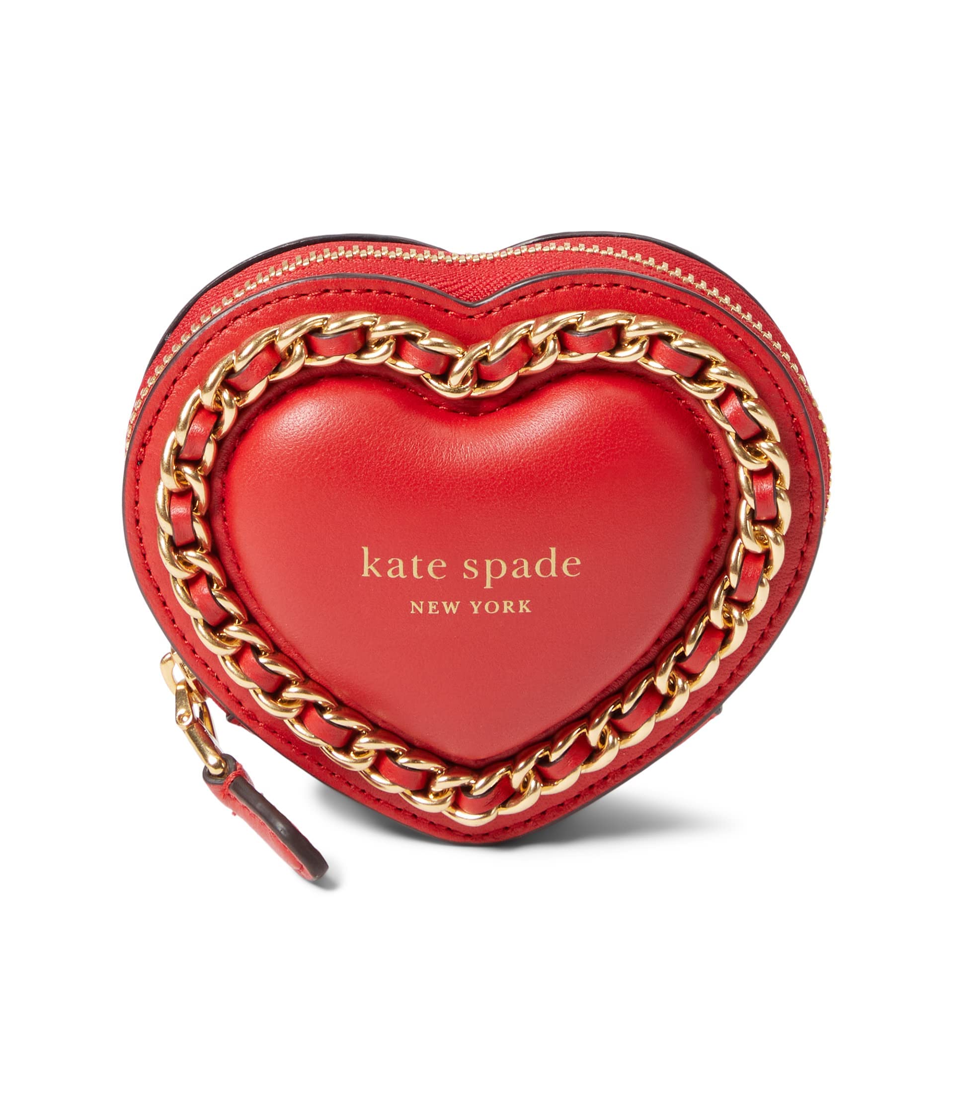 Kate Spade New York Valentines Day Puffy Smooth Leather 3-D Heart Coin Purse Lingonberry One Size