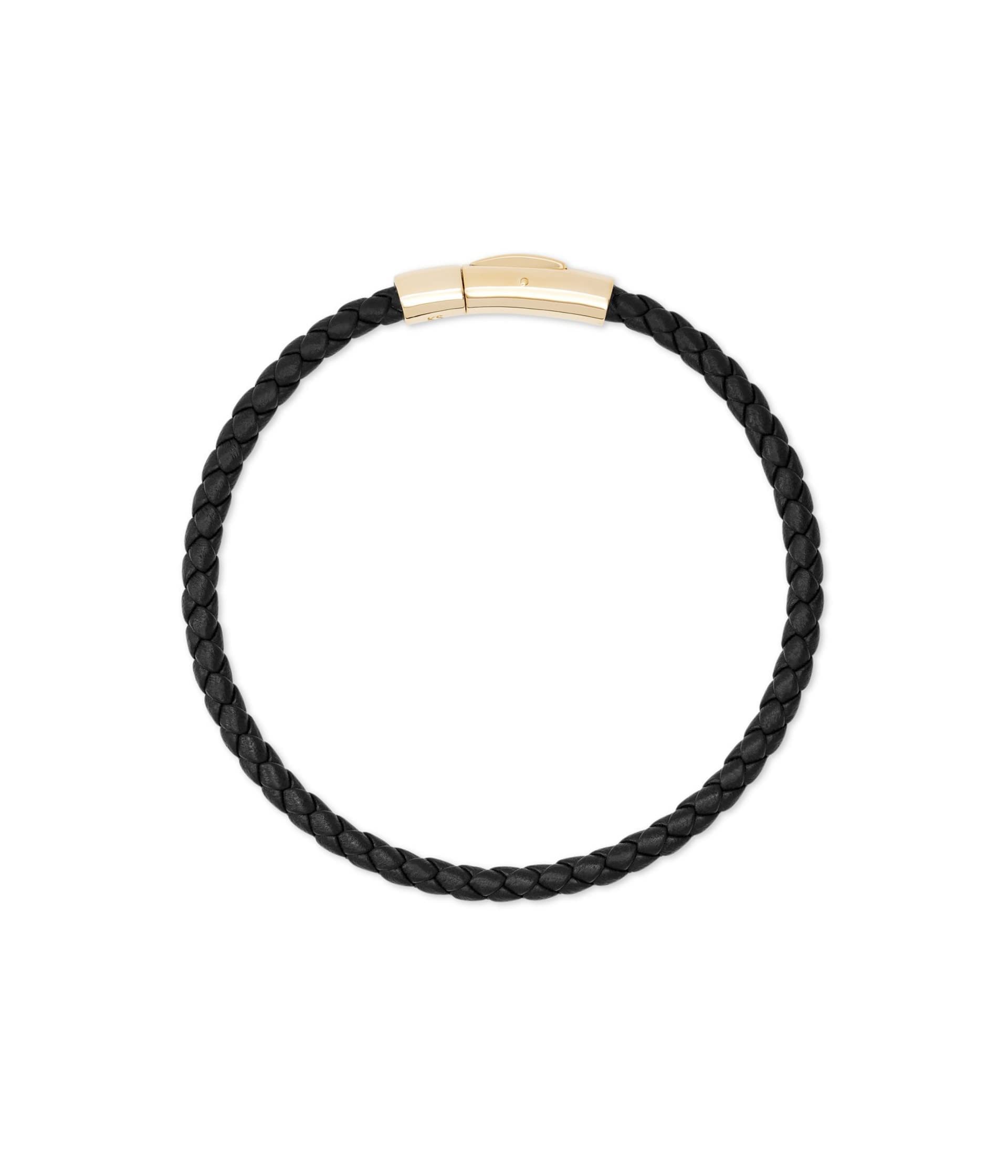 Kendra Scott Evans Corded Bracelet 18k Gold Vermeil Black Leather MD