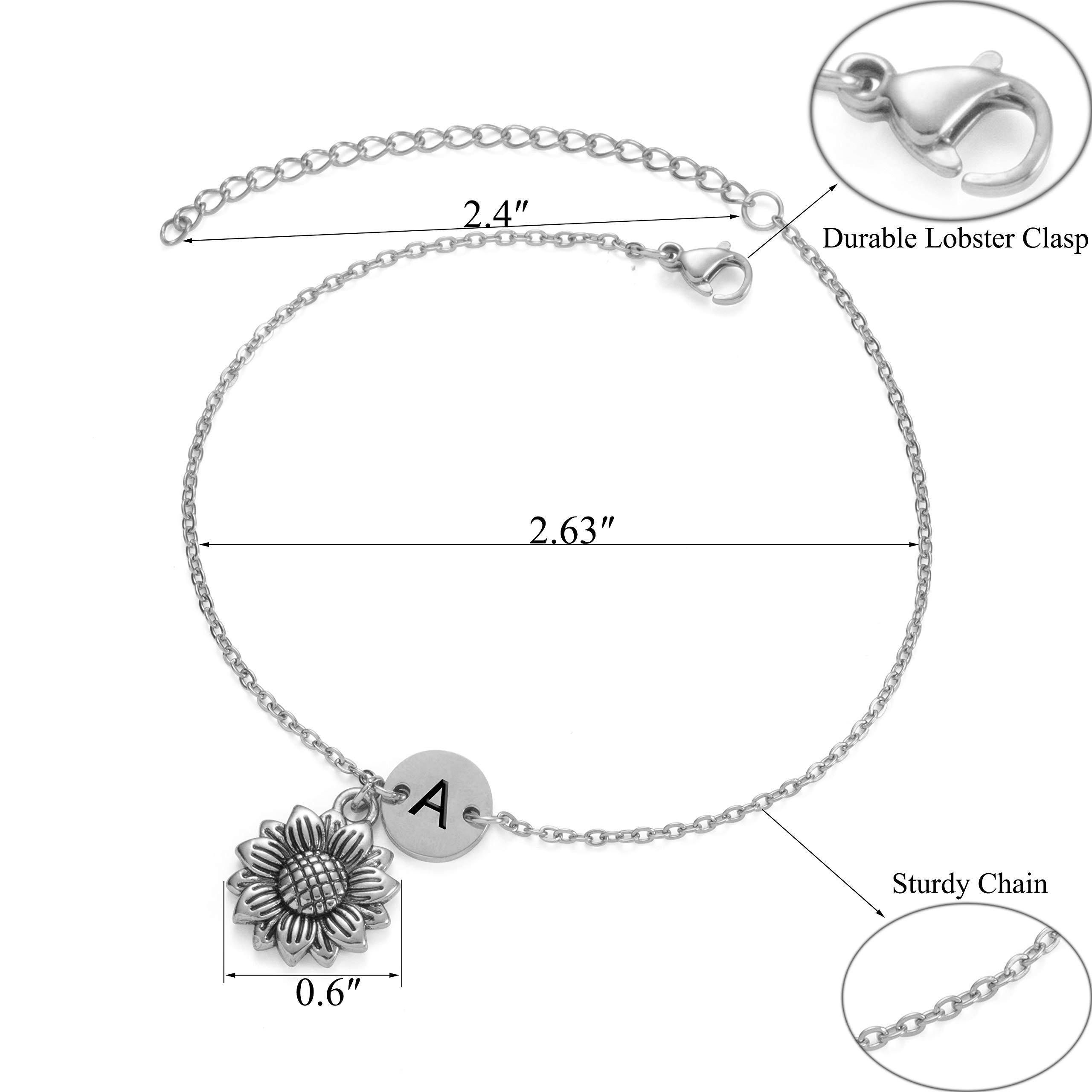 JoycuFF Womens Anklets Initial R with Sunflower Pendant You Are My Sunshine Jewelry Name Beach Gift