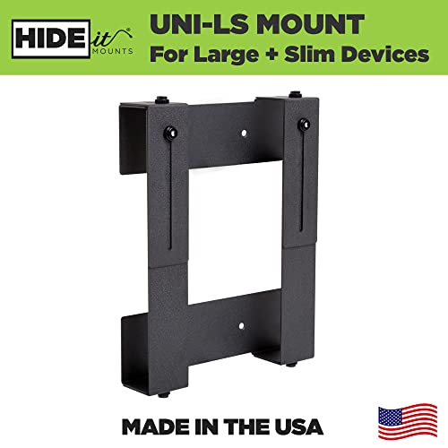 HIDEit Mounts Uni-LS Mount - Patented in 2015, Made in USA - Steel Adjustable Large and Slim Wall Mount. Hide Your Cable TV Box, Satellite Receivers, DVRs, Security NVRs and Other A/V Equipment