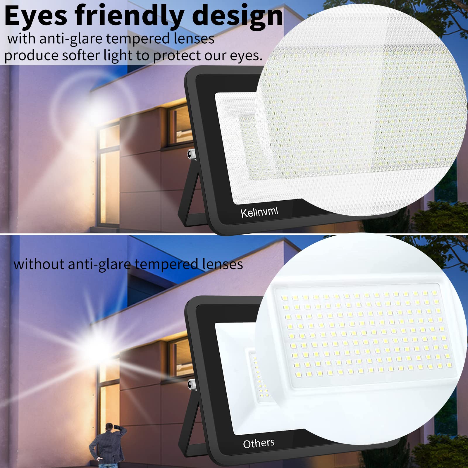 kelinvmi 150W LED Flood Light Outdoor, 900W Equivalent LED Security Light with Plug, 6500K High Brightness Outdoor Floodlights for Garage, Porch, Backyard, Garden, Playground