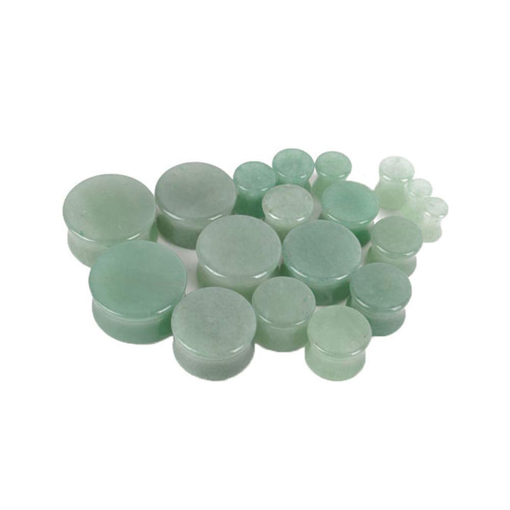 HQLA Green Jade Natural Stone Double Flared Flesh Plugs Tunnels Ear Gauges Stretcher Expander Kit 1 Pair (0g(8mm))