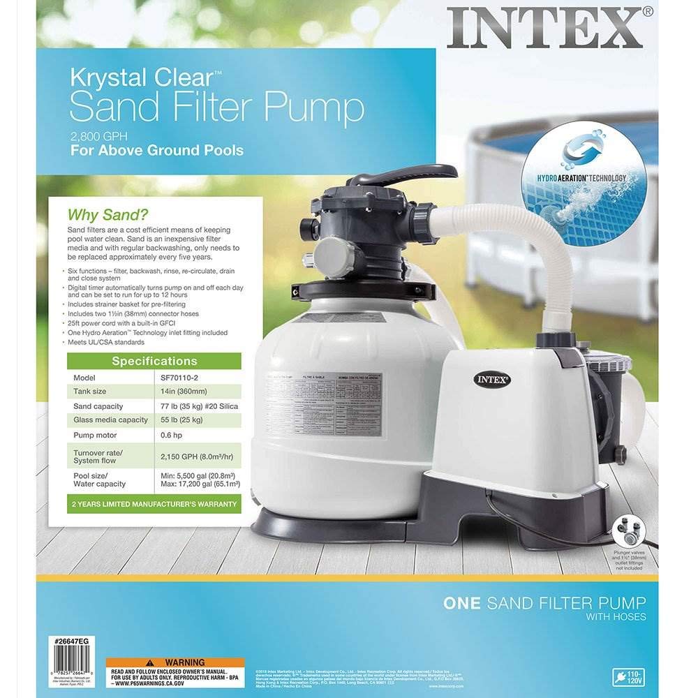 Intex 2800 GPH Above Ground Pool Sand Filter Pump w/ Deluxe Pool Maintenance Kit