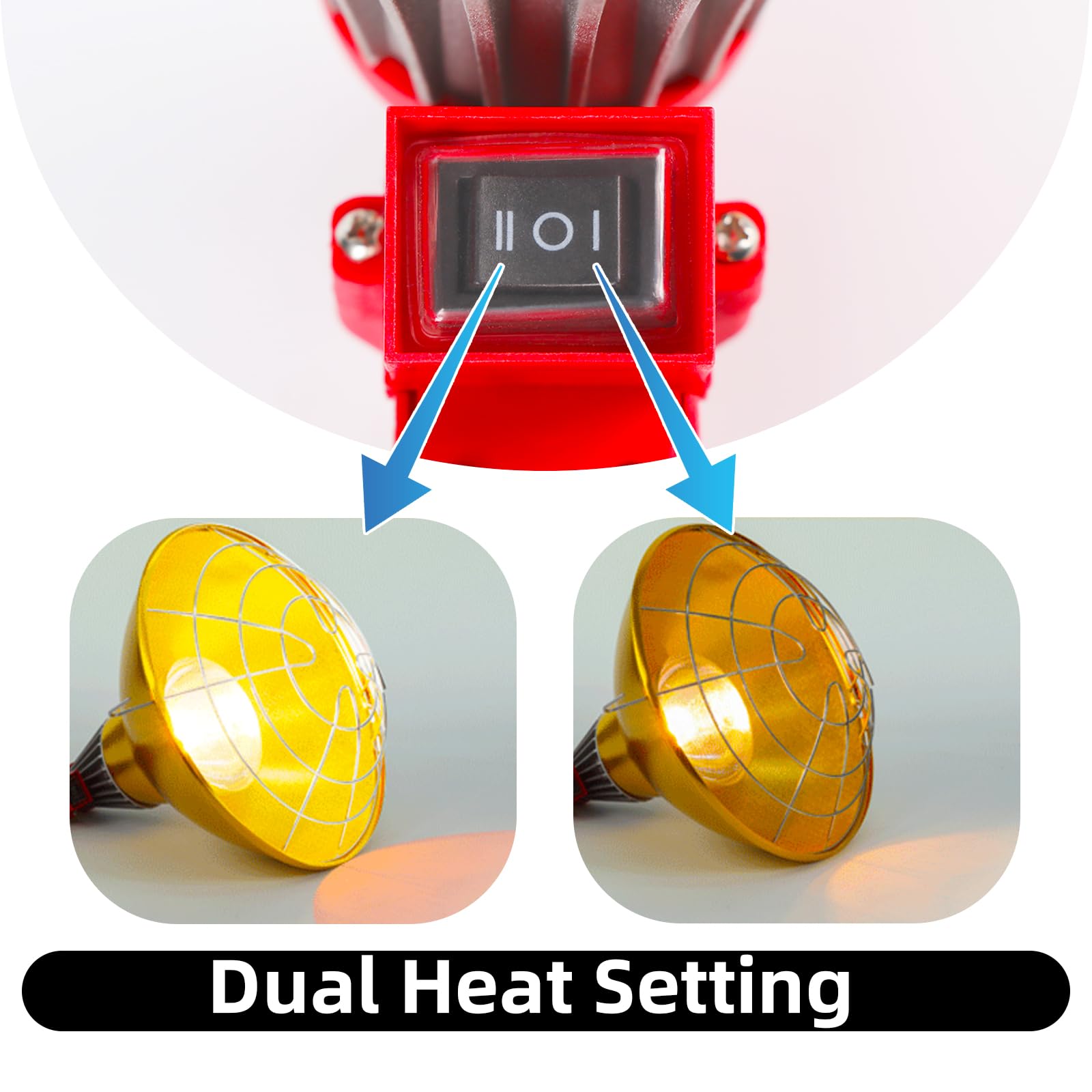 Hypool Reptile Heat Lamp Fixture 8.5inch Deep Dome Light MAX 300W Reptile Light Fixture for Heat Bulbs UVB Bulbs Basking Light for Reptiles Bearded Dragon Chicken Dog Pig(Bulb Not Included)