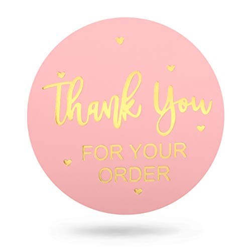Idefair 1.5" Sticker Roll 500 PCS, Thank You Sticker Adhesive Lables for Small Business,Online Retail,Sealing Decoration (Pink)