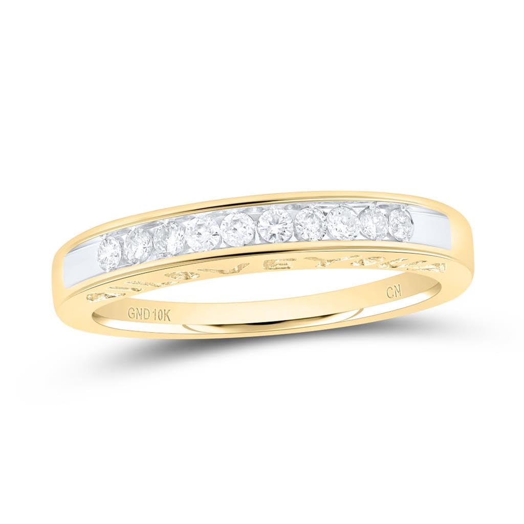 Jewels By Lux 10kt Yellow Gold Womens Round Diamond I Love You Band 1/5 Cttw Ring Size 11