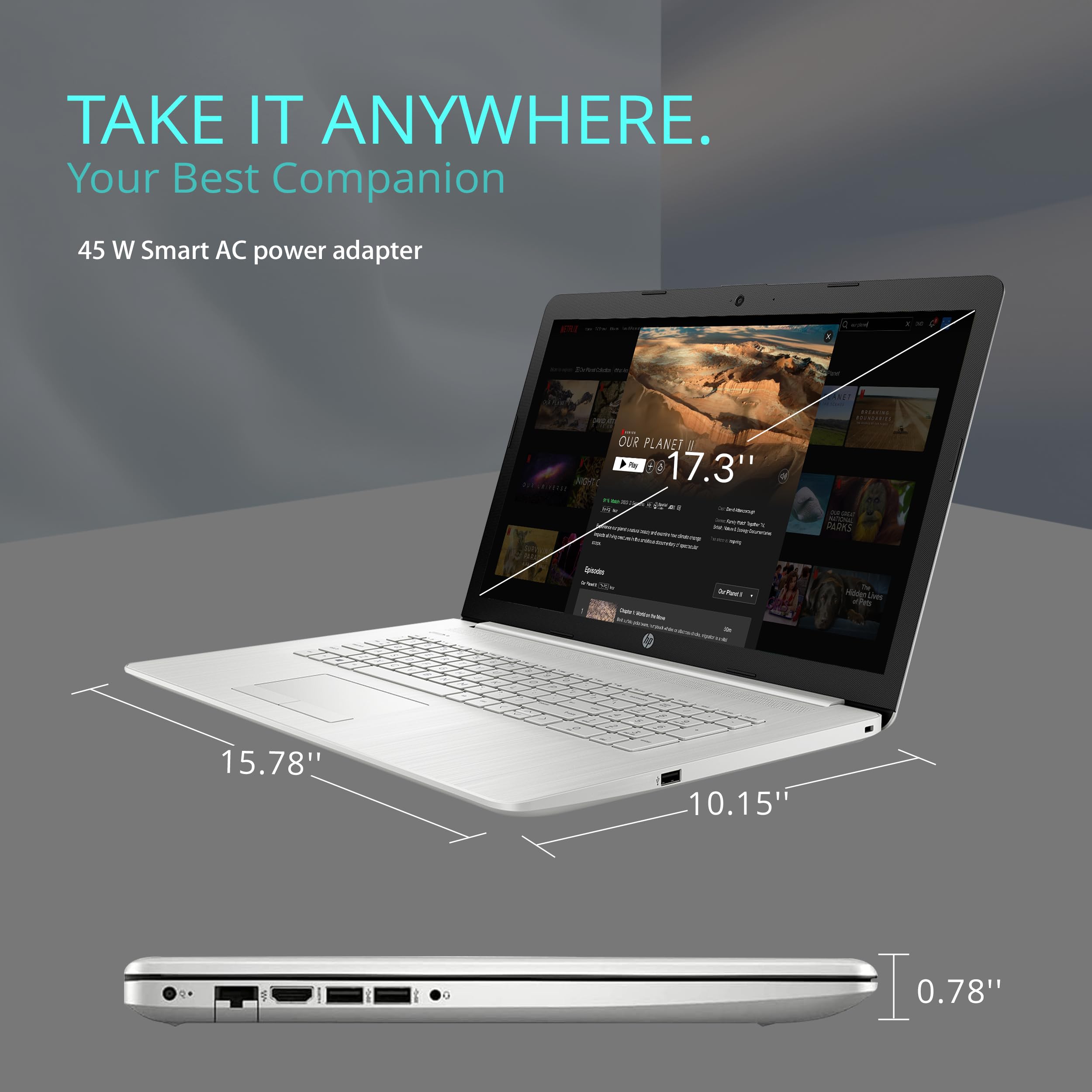 HP 17.3" FHD Business Laptop, 11th Gen Intel Core i5-1135G7(Beats Intel i7-1065G7), 16GB RAM, 512GB PCIe SSD, Backlit Keyboard, Intel Iris Xe GPU, Bluetooth, Win 10 Pro, Silver, 32GB USB Card