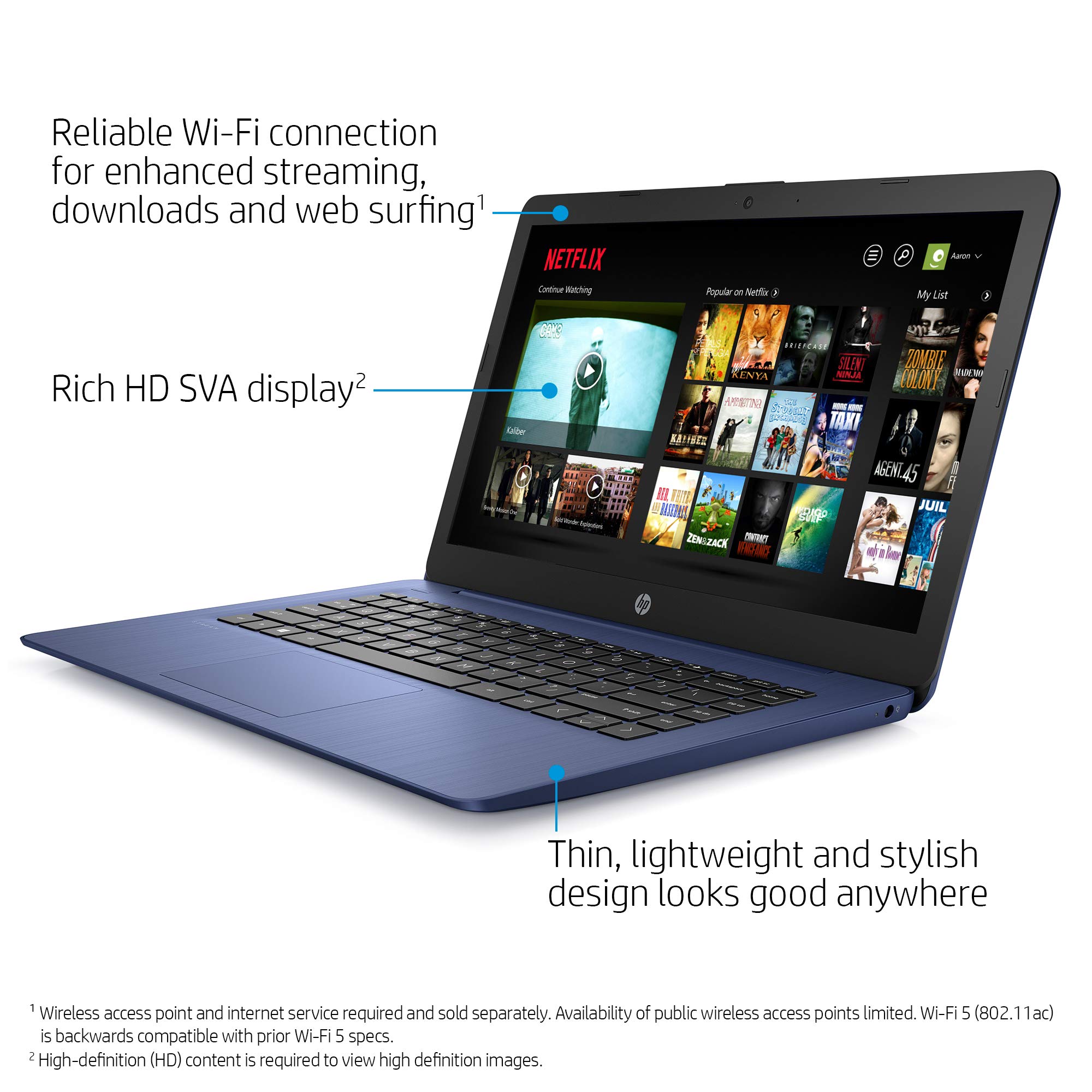 HP 2022 Stream 14" HD Thin and Light Laptop, Intel Celeron N4000 Processor, 4GB RAM, 64GB eMMC, HDMI, Webcam, WiFi, Bluetooth, 1 Year Microsoft 365, Windows 10 S, Royal Blue, w/IFT 32GB Flash Drive