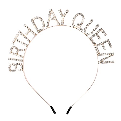 WLLHYF Birthday Crown for Women, Birthday Tiaras Rose Gold Birthday Queen Headband Princess Crown for Girls Birthday Party Accessories