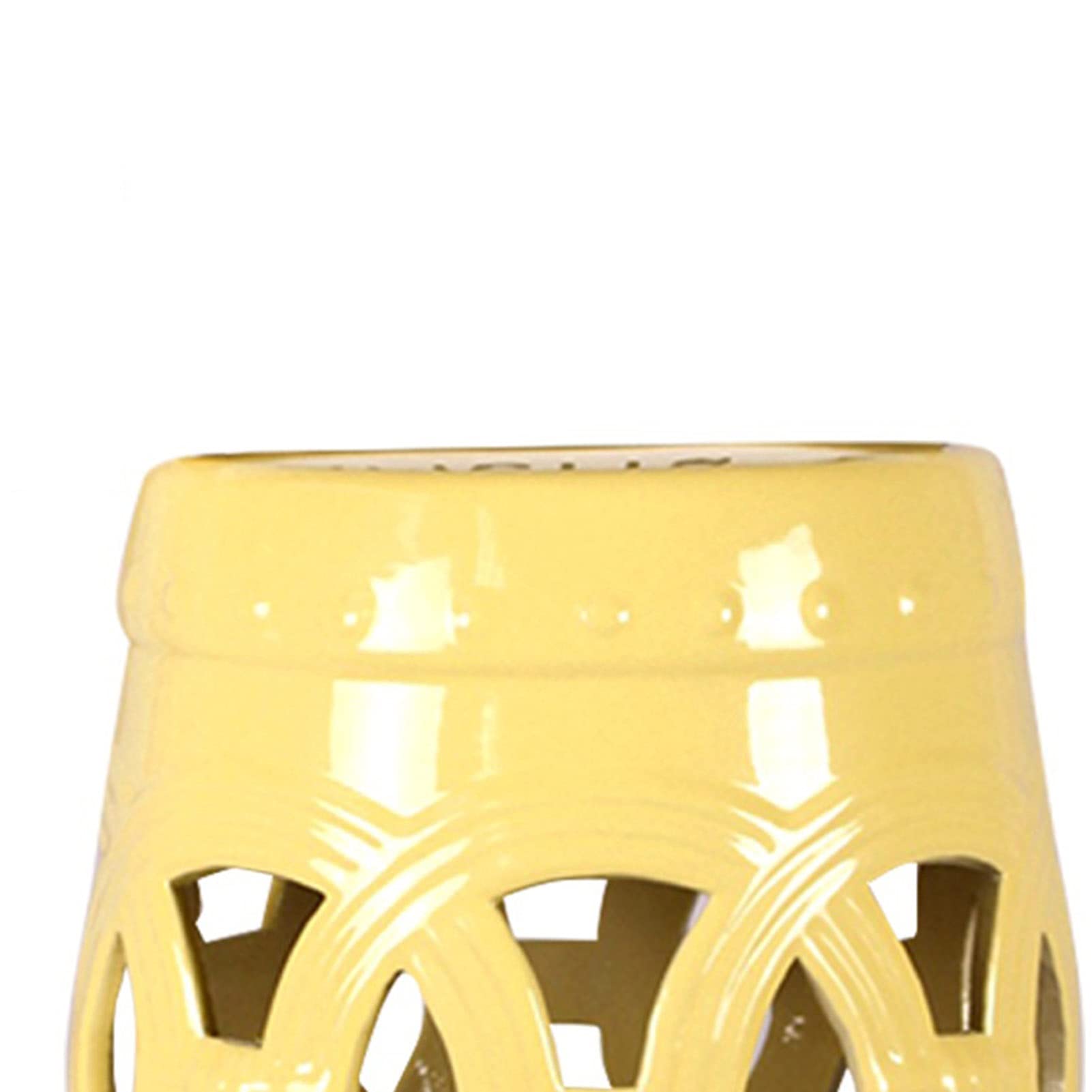 IINSSDJ Outdoor Decorative Garden Stools, Portable Ceramic Side Table, Yellow Hollow Out Drum Stool, Household Stool, for Patio, Deck, Backyard