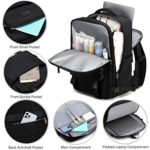 Travel Laptop Backpack, Business Work Backpacks Large College Bookbag for Women Men Water Resistant Daypack Airline Approved Gym Bag Fits 17 Inch Notebook & Laptops - Black