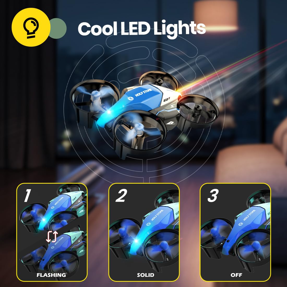 Holy Stone HS210F Mini Drone for Kids, 2 In 1 Small Indoor RC Quadcopter Helicopter Plane with Battery, Land and Fly Mode, Auto Hovering, 3D Flip, Headless Mode, Toy Gift for Boys and Girls, Blue