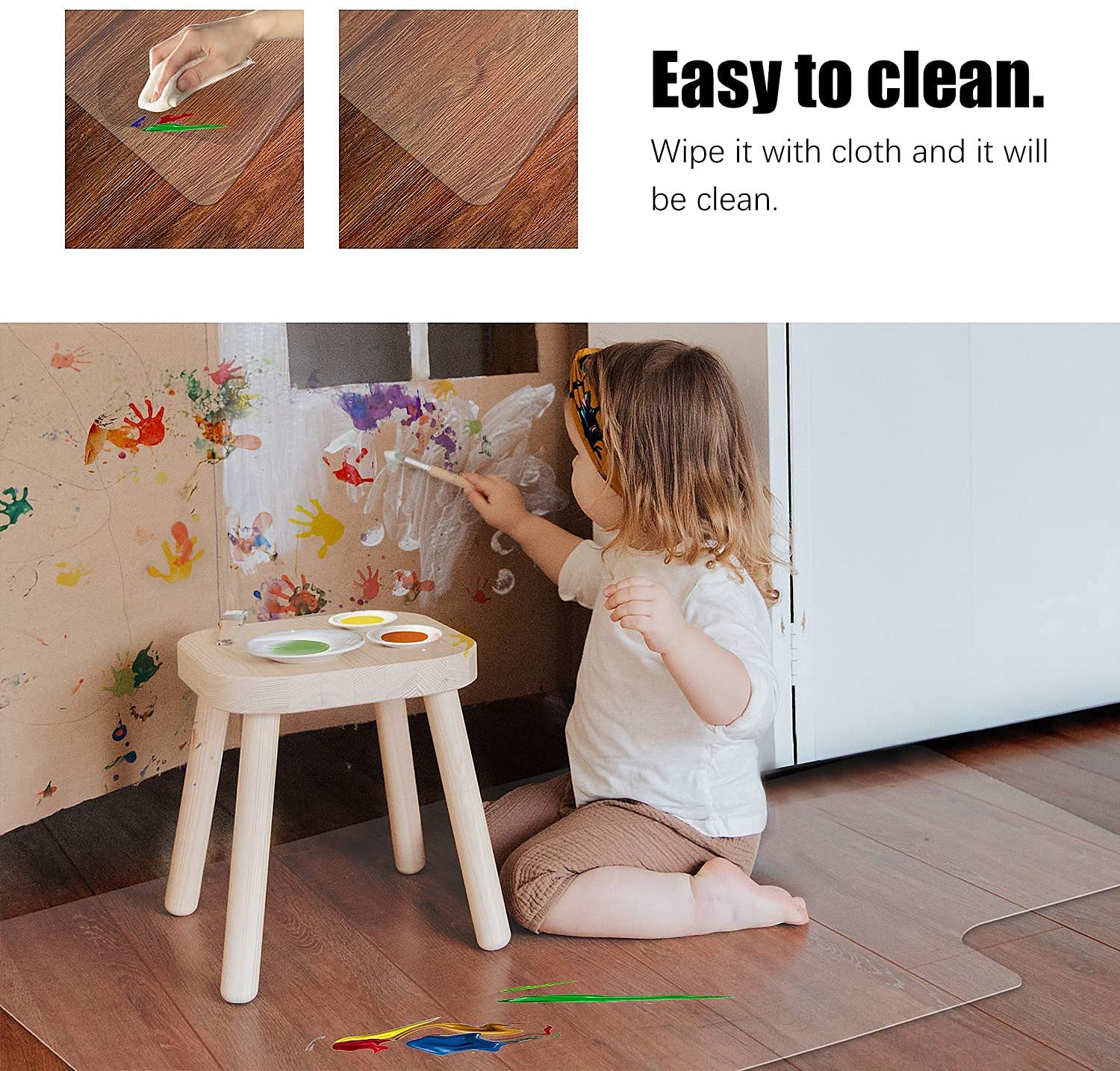 Kuyal Chair Mat, Rolling Chair Mat for Hardwood Floor, 36" X 48" Transparent PVC Home Office Floor Protector Mat (36" X 48" with Lip)