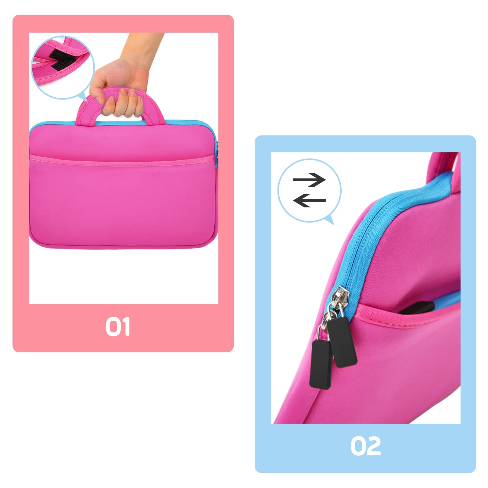 Kids Tablet, 10 inch Toddler Tablet, Google Kids Space, Teacher Approved apps with Parent Control, Eye Protection Mode, EVA Shockproof Case and Tablet Sleeve Bag Bundle, PlimPad Kids10 (Pink Set)