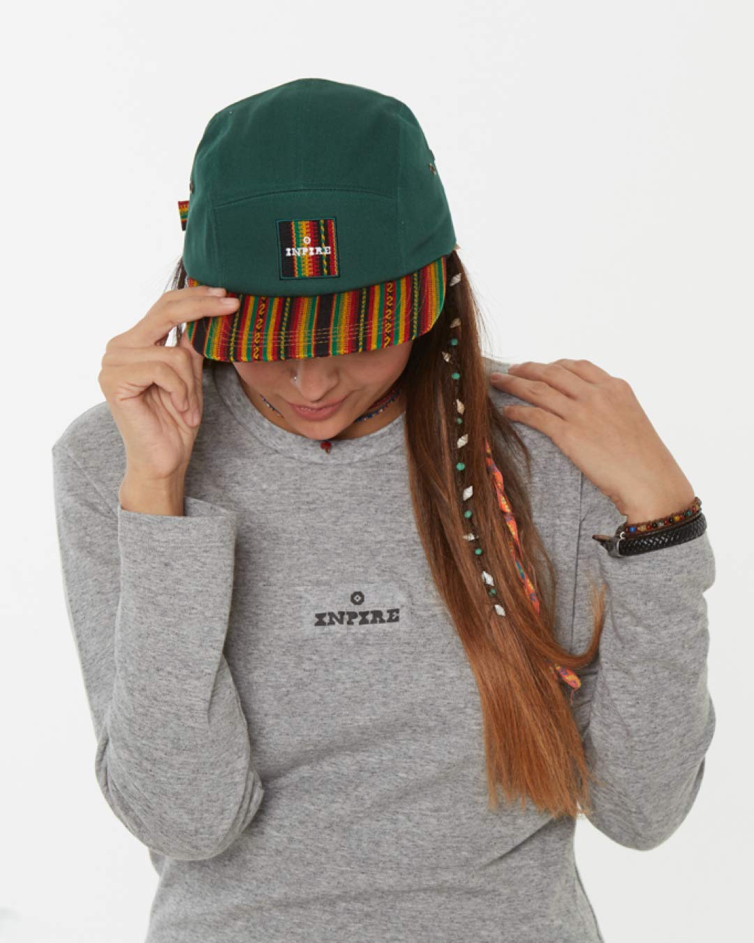 inpireco Boy's Incan Fabric 5 Panel hat (Green)