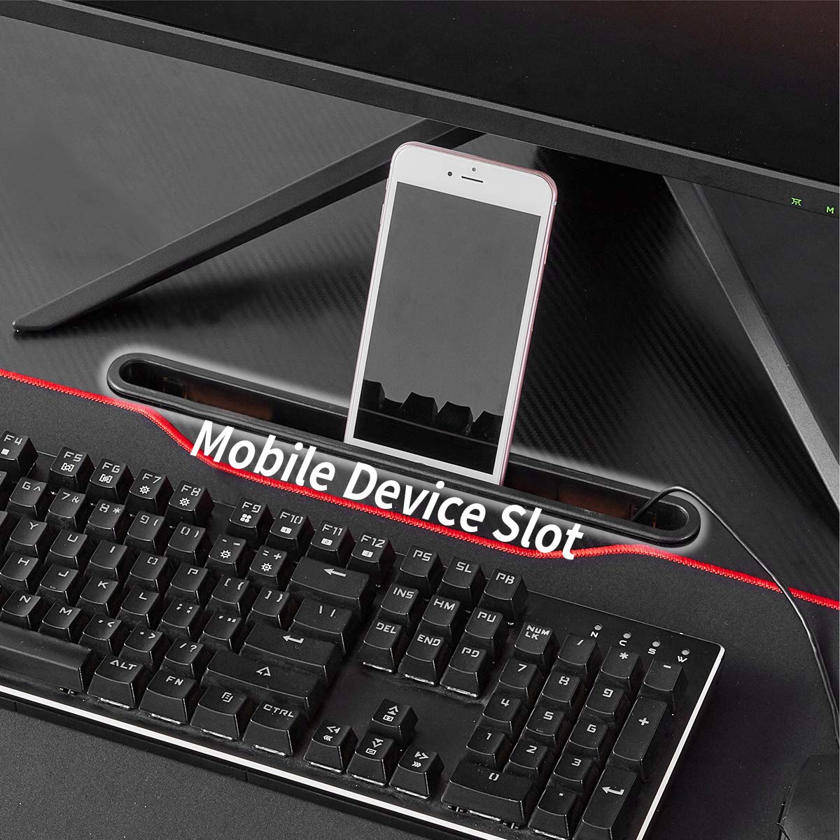 It's_Organized Ergonomic Gaming Desk, 44 Inch Small PC Computer Desk, Corner Gaming Table Gamer Workstation for Boy, Red