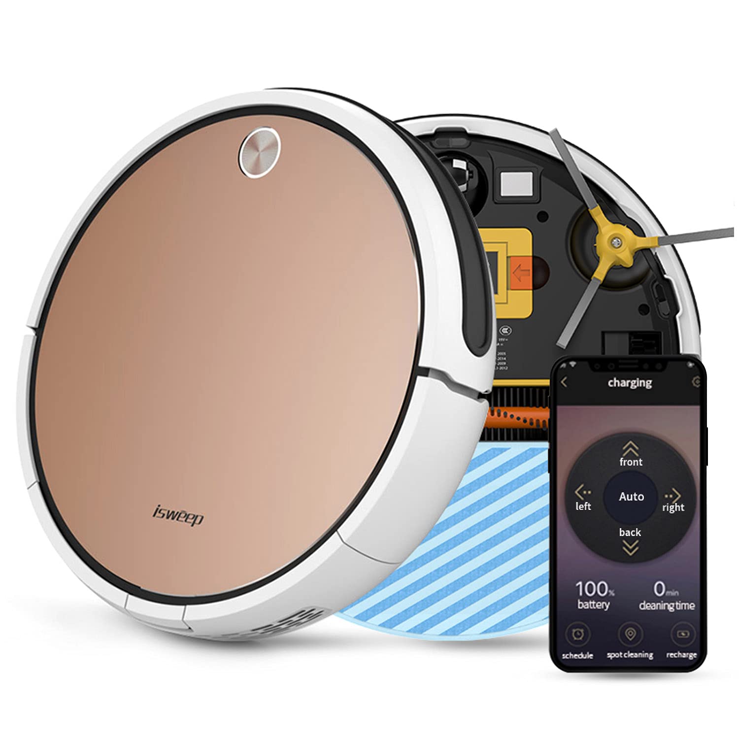 ISWEEP X3 2 in 1 Robot Vacuum Cleaner and mop,1800Pa Strong Suction,App Control,Automatic Self-Charging,Robotic Vacuum Carpet and Hard Floor Cleaning